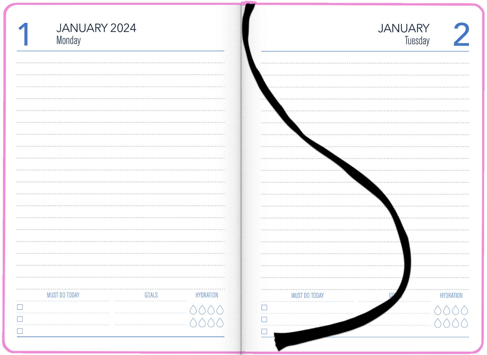 DIARY 2024 Collins Diary A51 Day Per Page Colour Edge Pink Even Year ...