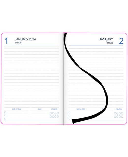 DIARY 2024 Collins Diary A51 Day Per Page Colour Edge Pink Even Year ...
