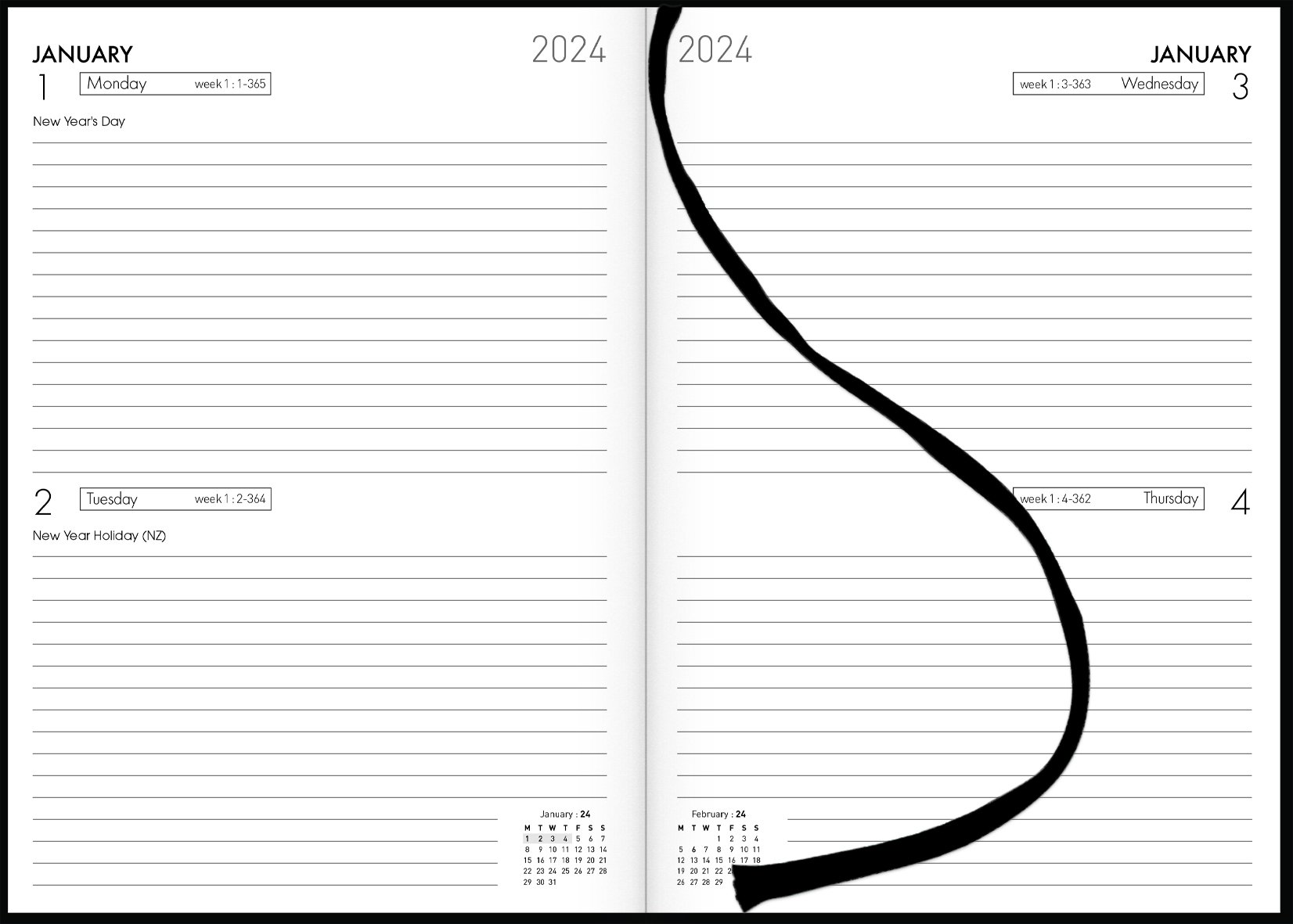 DIARY 2024 Collins Diary A52 Black Even Year - Stationery-Diaries ...