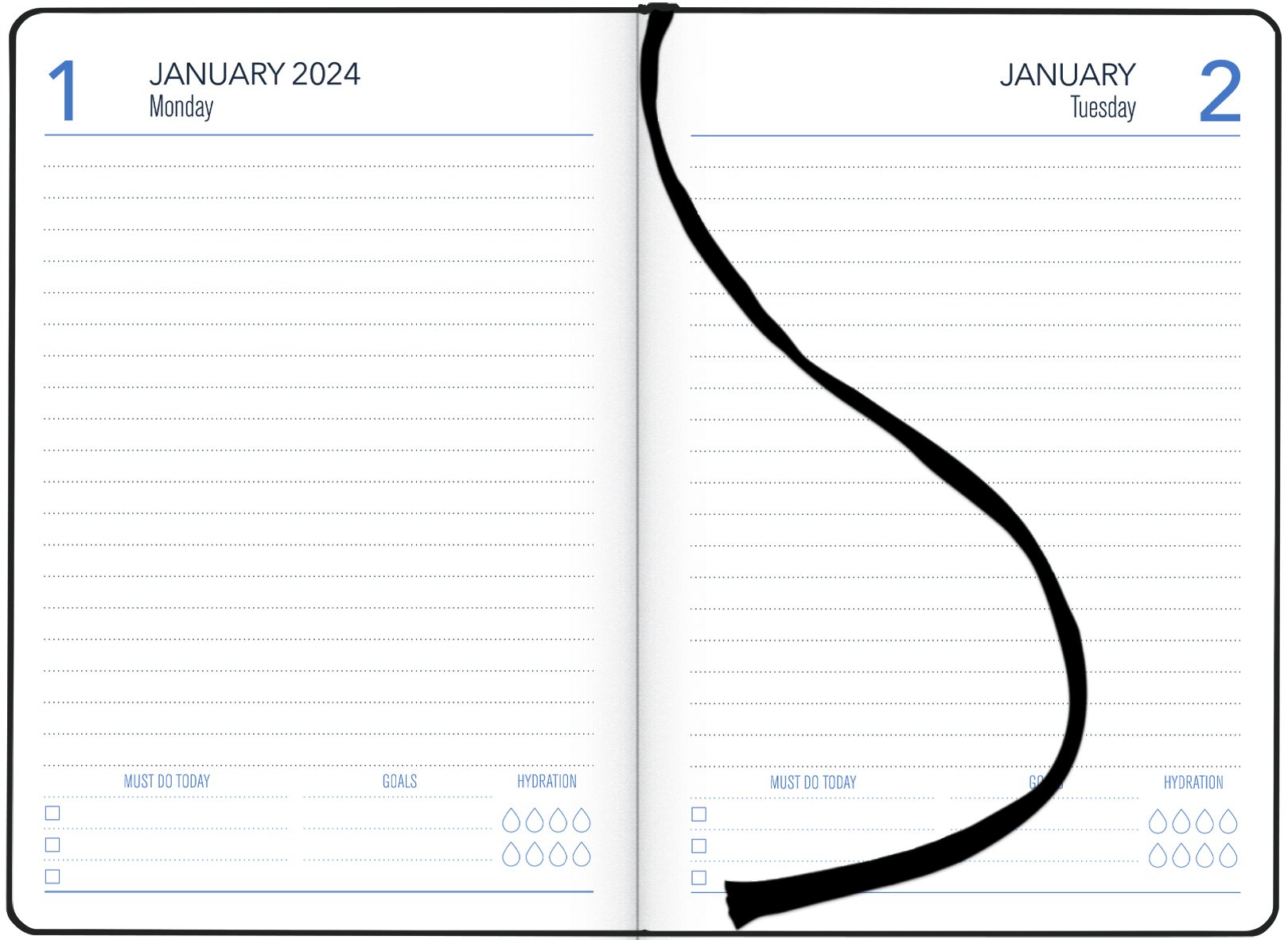 DIARY 2024 Collins Diary A51 Day Per Page Colour Edge Black Even Year ...