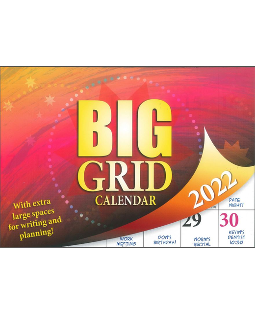 Calendar 22 Big Grid - Gifts & Greeting Cards-Calendars : Onehunga ...