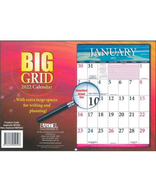 Calendar 22 Big Grid - Gifts & Greeting Cards-Calendars : Onehunga ...