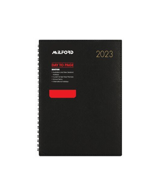 DIARIES 2023 Milford Milford Boston A5 1 Day Wiro Black - Stationery ...