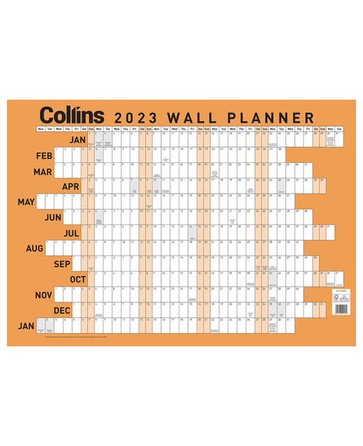 Collins Wallplanner Laminated Large 2023 700mmx900mm - Stationery ...