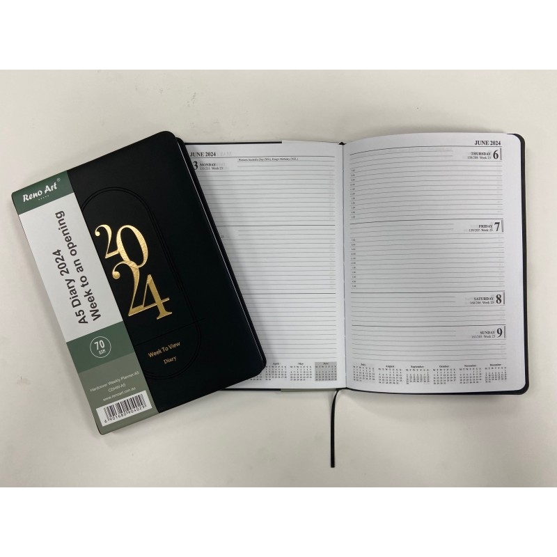 DIARY 2024 A5 HARD COVER BLUE WEEK TO OPENING - Stationery-Diaries ...