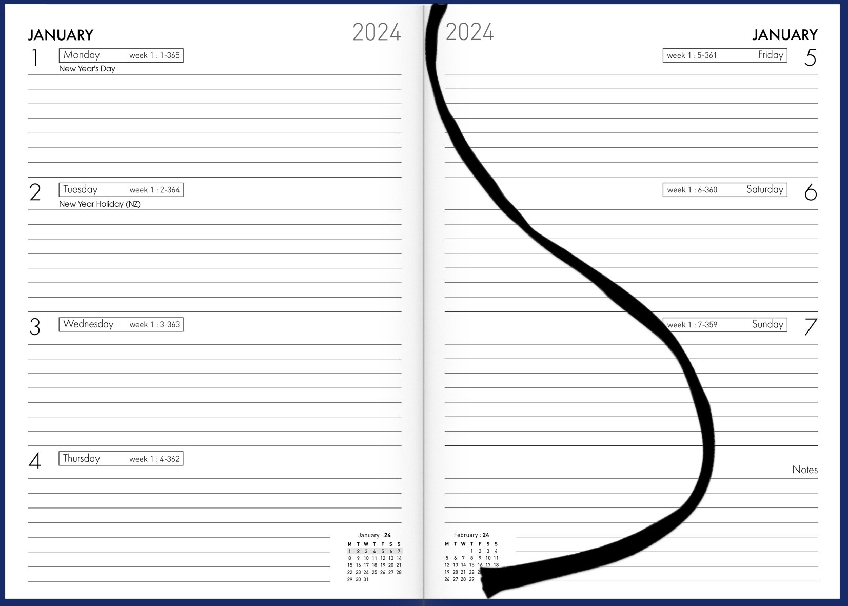 DIARY 2024 Collins Diary A53 Navy Even Year - Stationery-Diaries ...