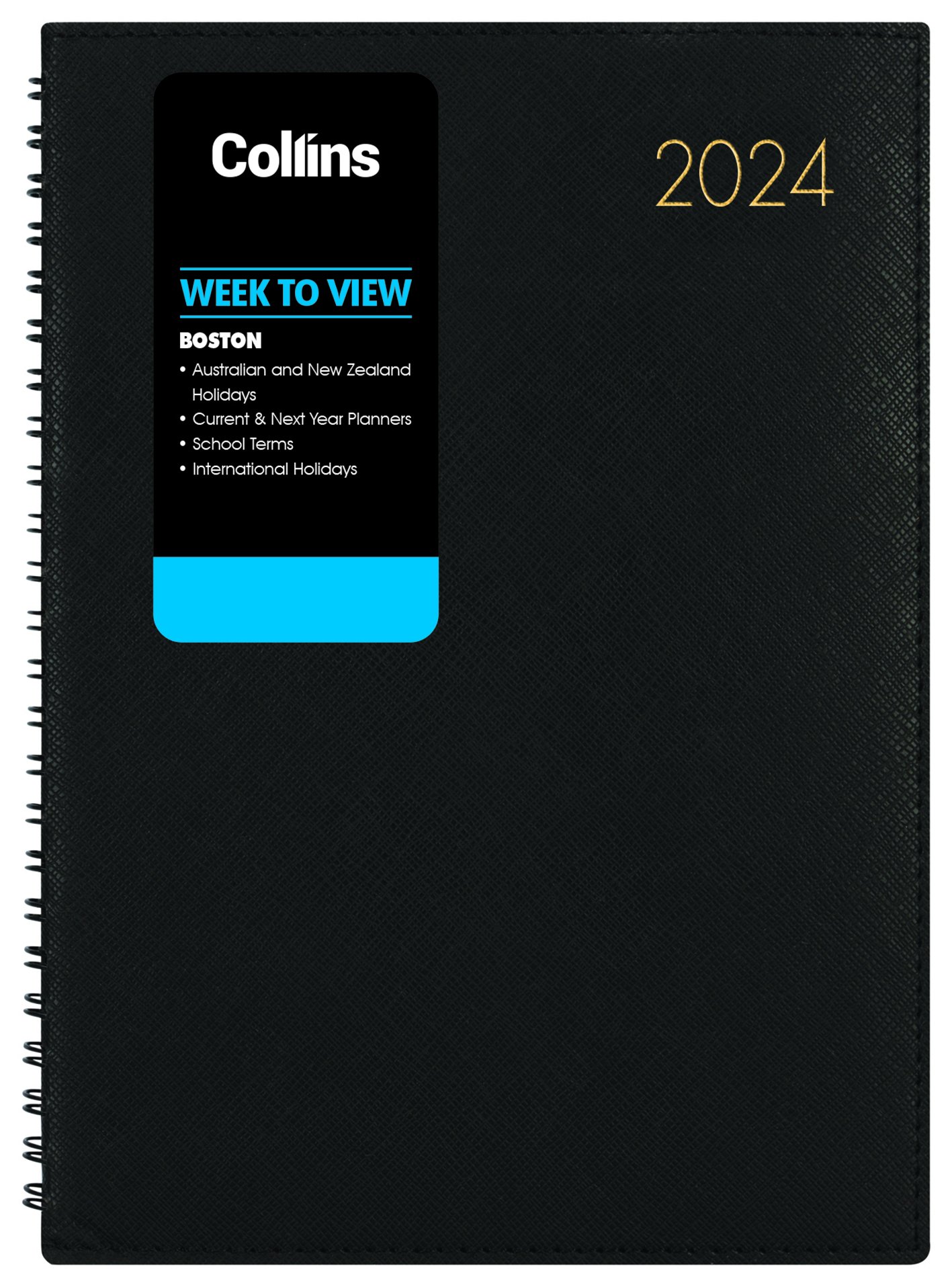 DIARY 2024 Collins Boston A53 Week To View Diary Black Wiro Even Year ...