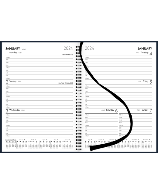 DIARY 2024 Collins Boston A53 Week To View Diary Navy Wiro Even Year ...