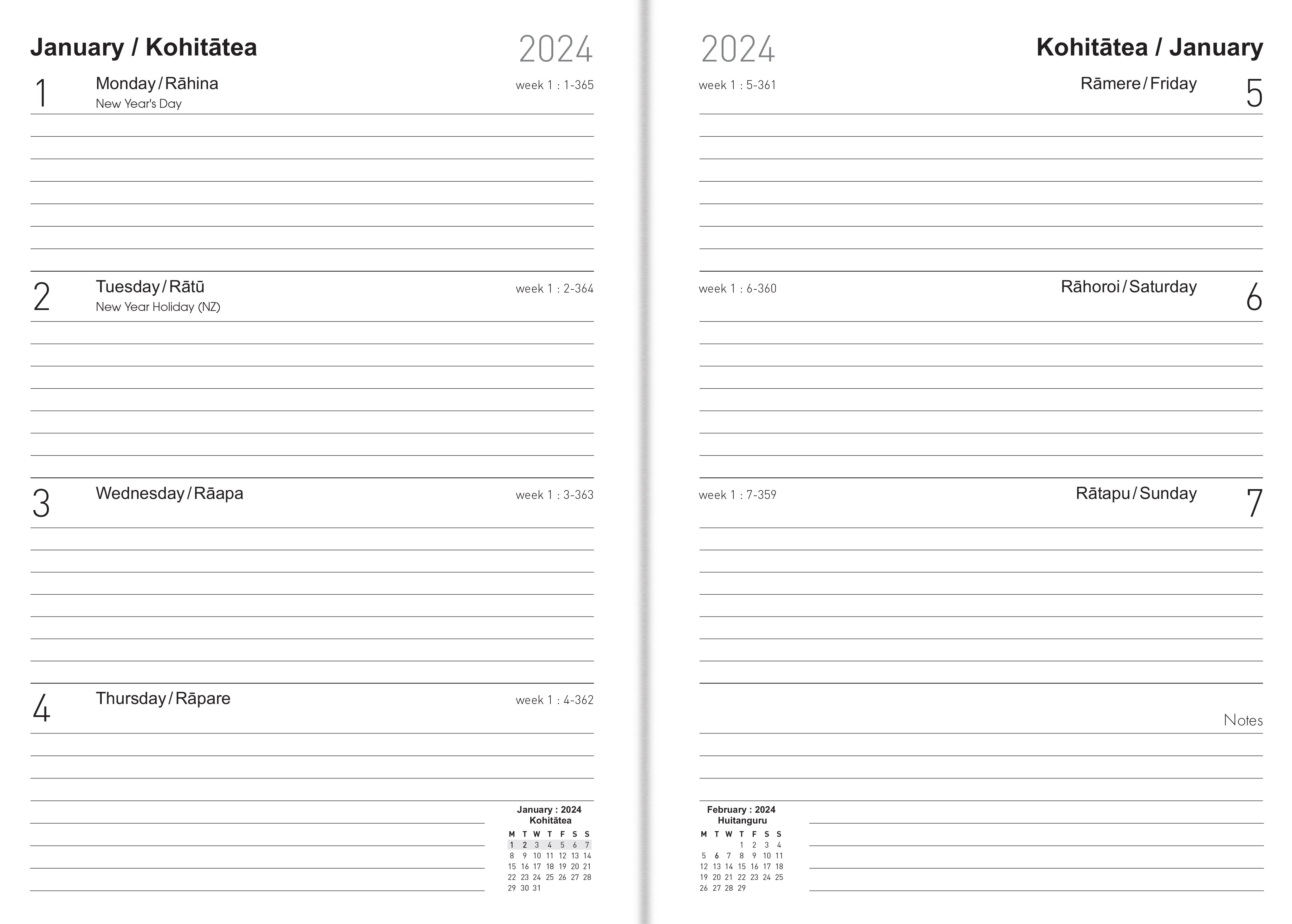 DIARY 2024 Kanuka Glen Art A53 Diary 2024 Korimako - Stationery-Diaries ...