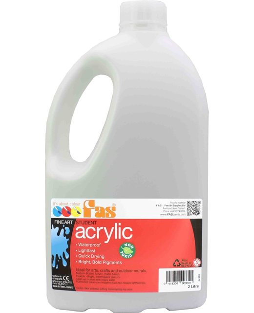 FAS STUDENT ACRYLIC 2 LTR WHITE - Stationery-Arts & Crafts : Onehunga ...