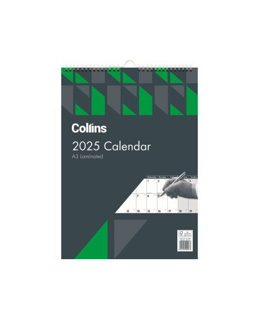 2025 Collins Calendar A3 Month To View Laminated Wiro - Gifts ...