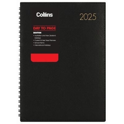 2025 Collins Boston A41 Day To Page Diary Black Diary - Stationery ...