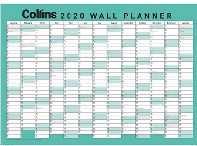 2020 Collins A2 Laminated Wallplanner - Stationery-Diaries : Onehunga ...