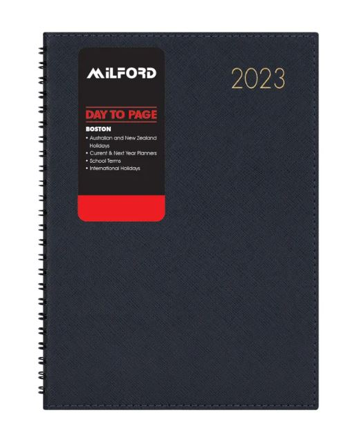 DIARIES 2023 Milford Milford Boston A5 1 Day Wiro Navy - Stationery ...