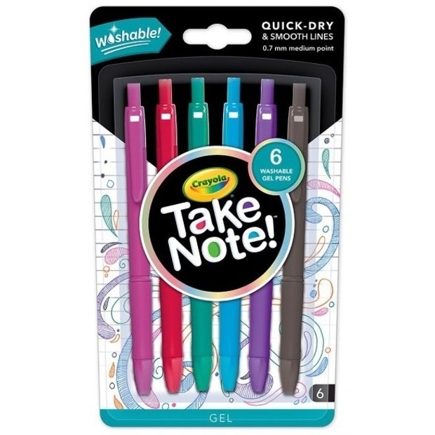 CRAYOLA TAKE NOTE WASHABLE GEL PENS 6PK - Stationery-Writing : Onehunga ...